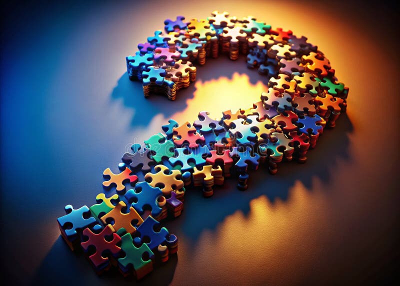 Complex Interlocking Puzzle Pieces Form a Question Mark a Symbolic ...