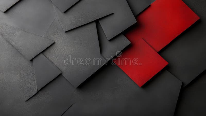 Complex Interplay of Black and Red Shapes Creates an Abstract ...