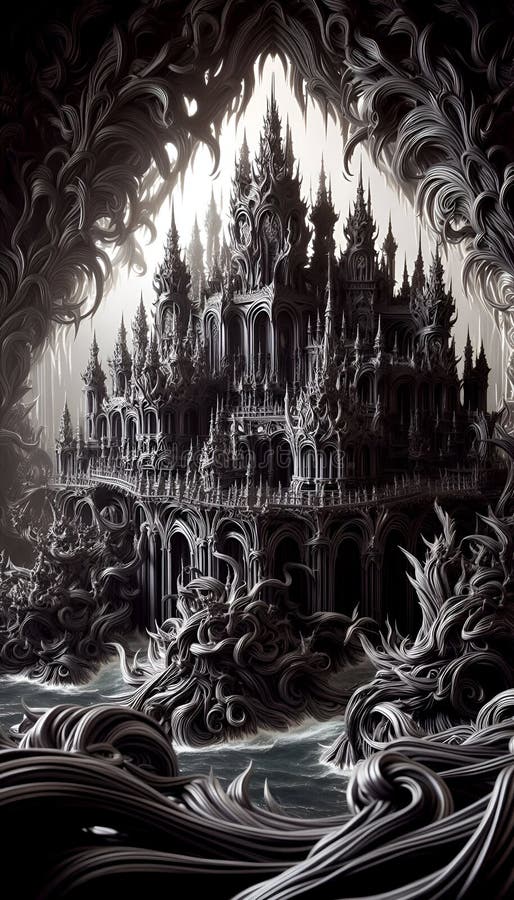 Gothic Labyrinth stock illustration. Illustration of stonework - 331086837