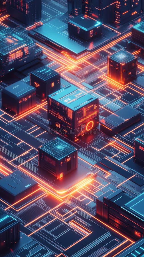 Complex Isometric Data System with Various Elements in a Futuristic ...