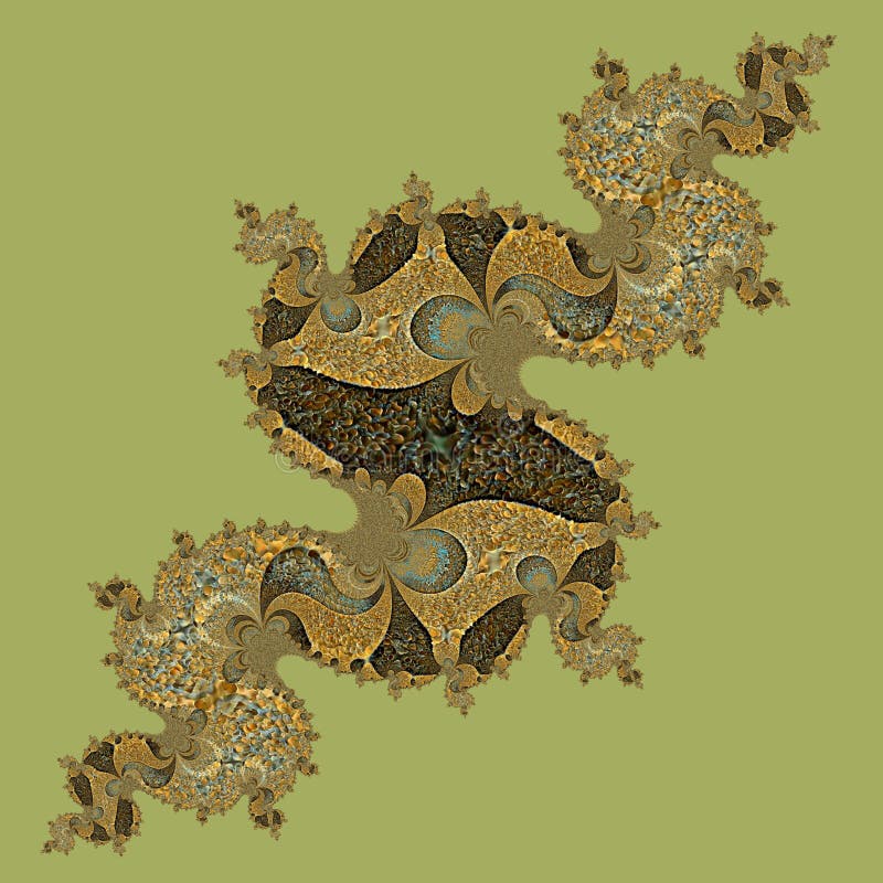 Complex Julia Type Fractal Concentric Shape Glowing on a Plain Green ...