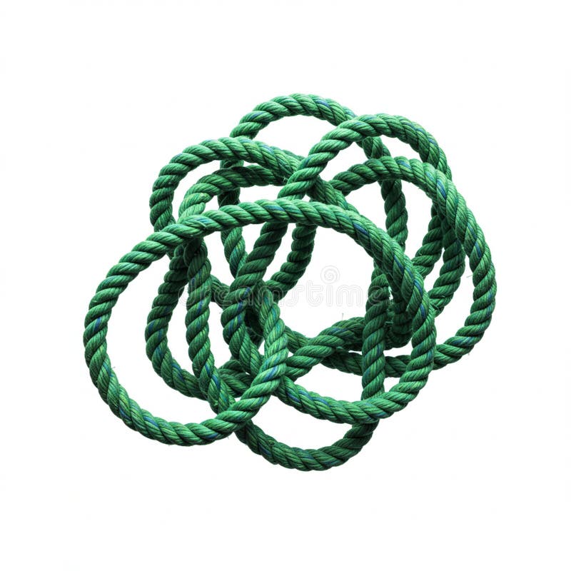 A Complex Knot Made of Thick Green Rope, Arranged in an Intricate ...