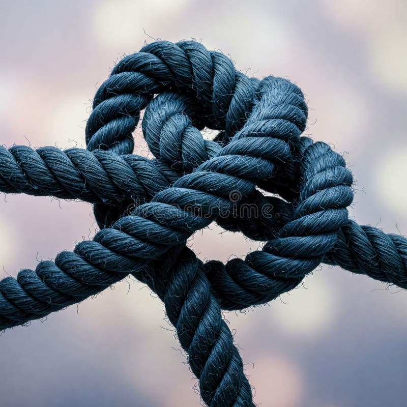 A Complex Knot of Rough Rope Close-up. Stock Image - Image of coarse ...