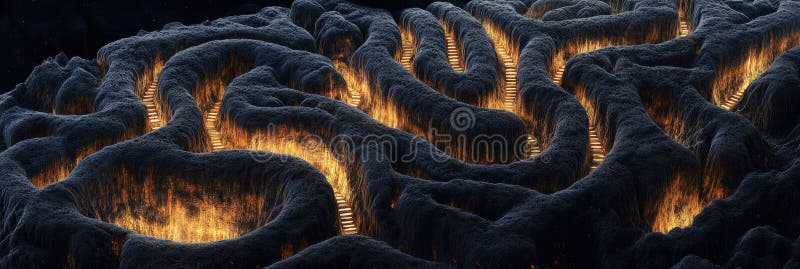 Complex Labyrinth Structure Shaped Like a Human Brain, Featuring ...