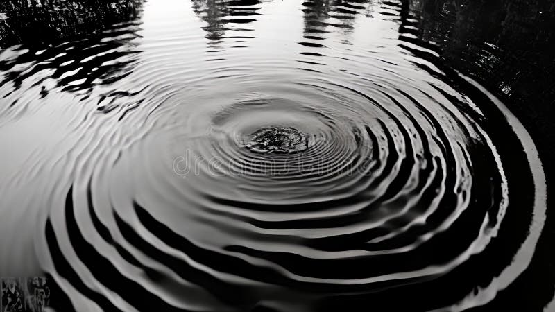 Complex Layers of Water Ripples in a Mesmerizing Maze. Black and White ...