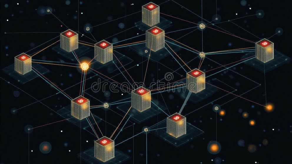 Network of Interconnected Nodes with Glowing Effects and Geometric ...