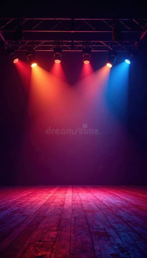 Complex Lighting Truss Grid Above Empty Stage, Lights, Beams, Angle ...