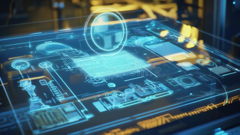 Futuristic Loading Animation on Transparent Screen in Dark Server Room ...