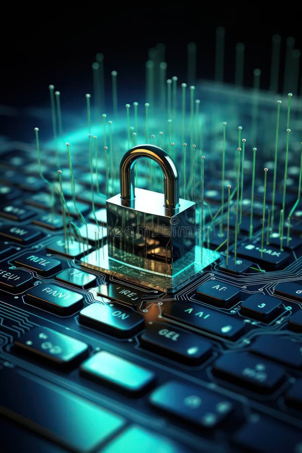 Cyber Security Concept by Generative AI Stock Illustration ...