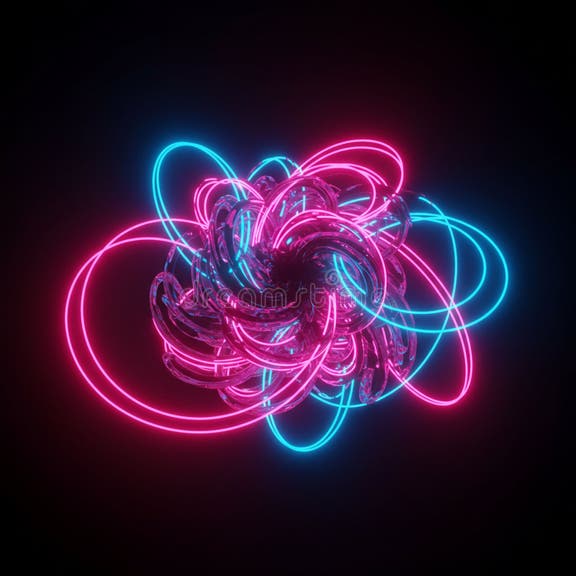A Complex, Luminous 3D Structure Composed of Intertwined, Glowing Loops ...
