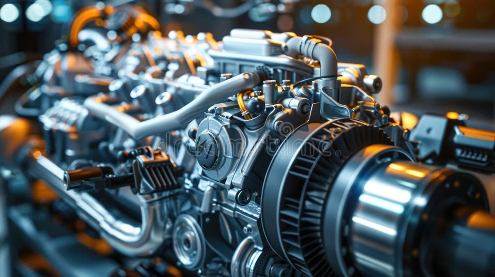 Complex Machine Engine Parts. Close-up Mechanical Design Stock ...