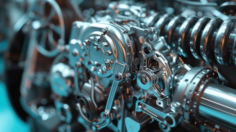Complex Machine Engine Parts. Close-up Mechanical Design Stock ...