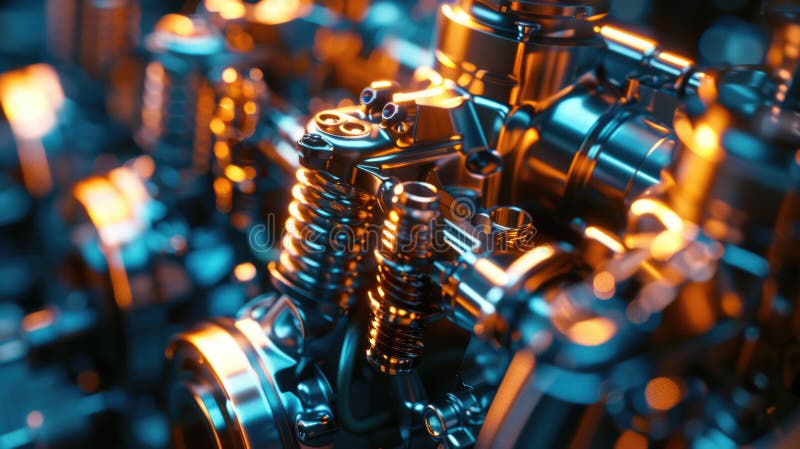Complex Machine Gears and Engine Parts with Orange Lighting Stock ...