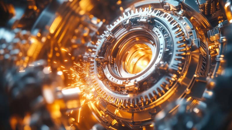 Complex Machine Gears Undergoing Intense Fabrication Stock Illustration ...