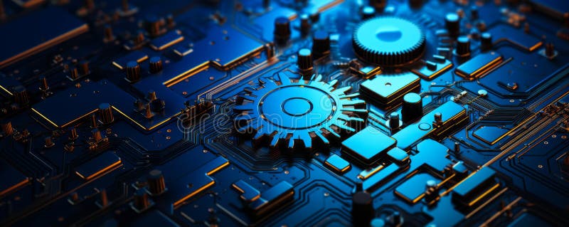 Complex Machinery Concept with Interconnected Gears and Electronic ...