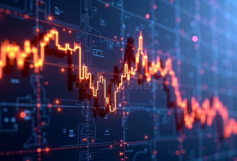Complex Market Data Visualizations in Red and Blue Tones, Generative Ai ...