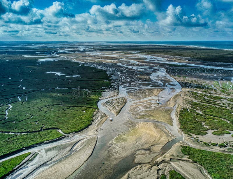 Complex Marsh Landscape in Norfolk Drone View Stock Image - Image of ...