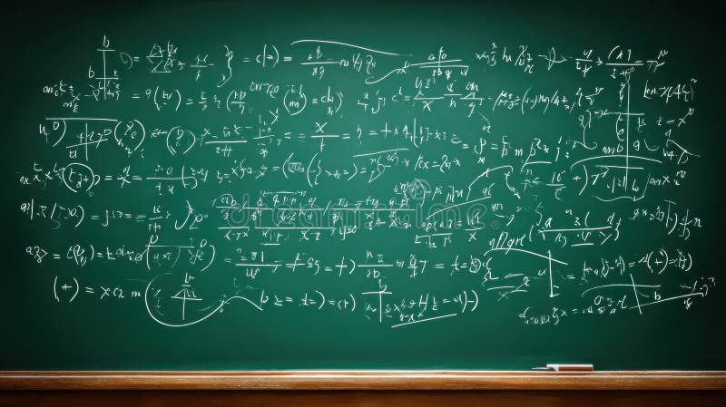 Mathematical Equations Formulas Written Green Chalkboard Classroom ...