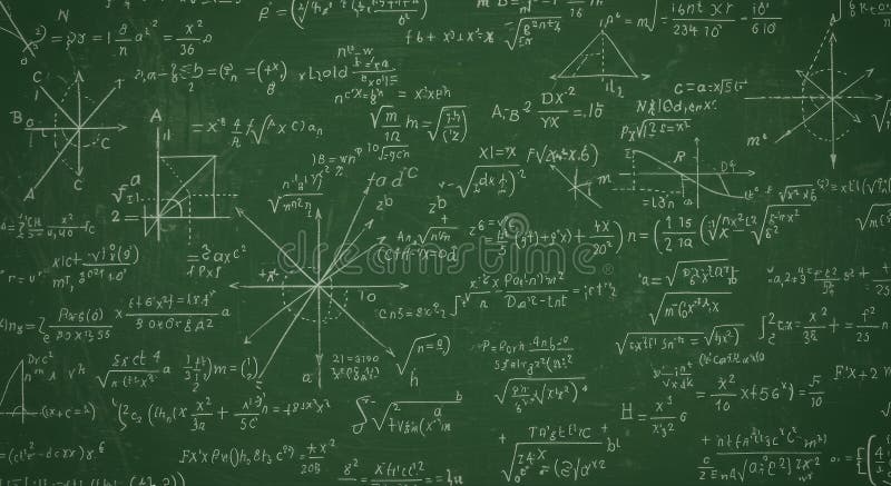 Complex Mathematical Formulas on a Chalkboard Reflecting Advanced ...