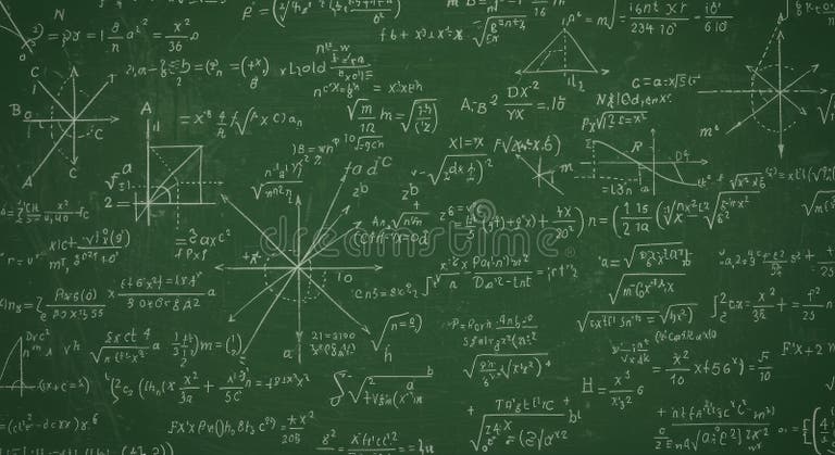 Complex Mathematical Formulas on a Chalkboard Reflecting Advanced ...