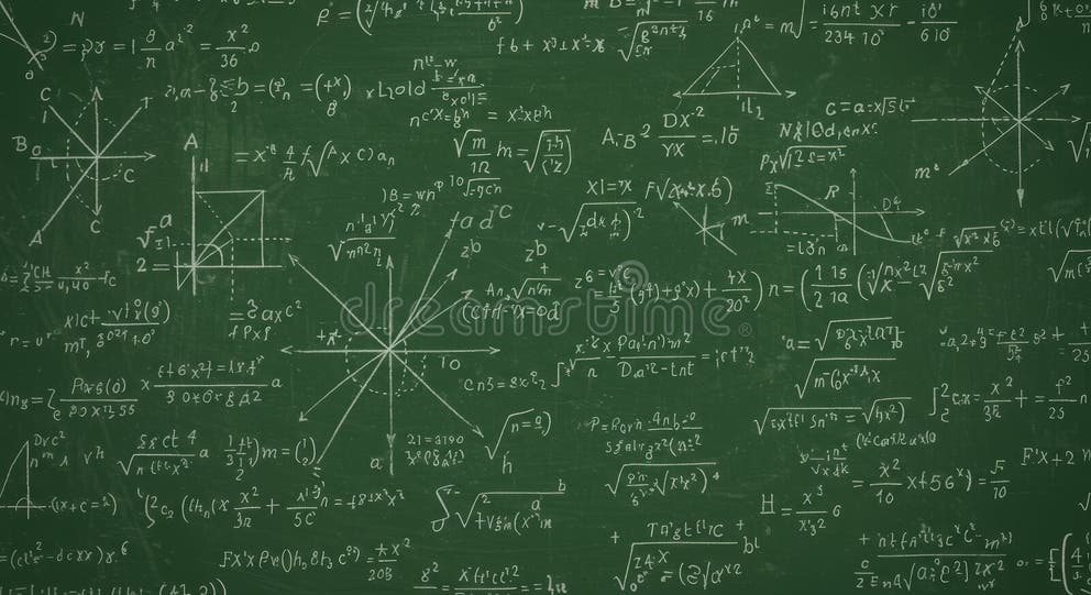 Complex Mathematical Formulas on a Chalkboard Reflecting Advanced ...
