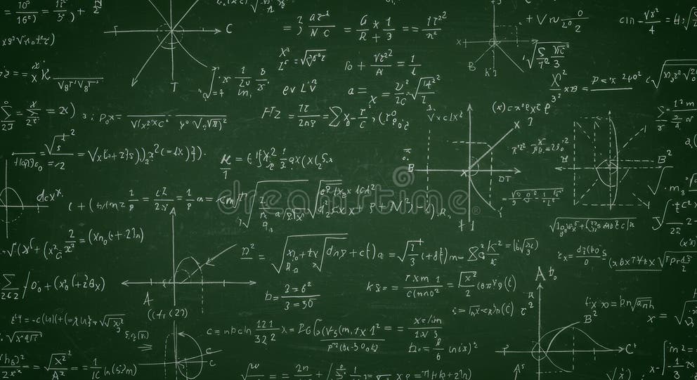 Complex Mathematical Formulas Presented on a Green Chalkboard for ...