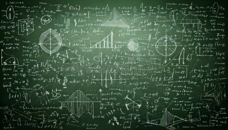 Complex Mathematical Symbols and Diagrams Fill a Chalkboard in a ...