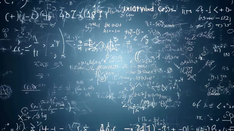 Complex Matrix of Glowing Mathematical Symbols and Formulas with ...