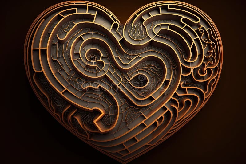 Complex Maze in the Shape of a Heart, Created with Generative AI ...