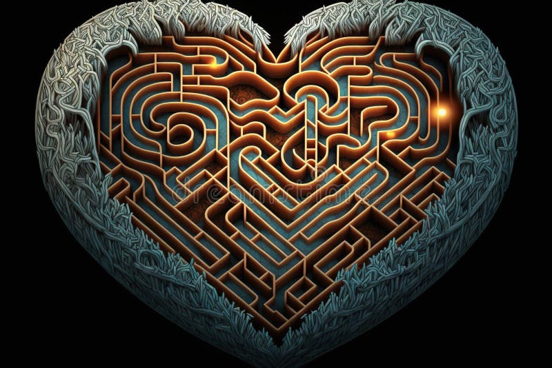 Complex Maze in the Shape of a Heart, Created with Generative AI ...
