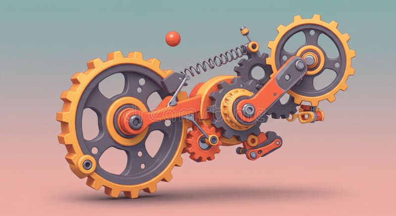 A Complex Mechanical Assembly Featuring Two Large, Interlocking Gears ...