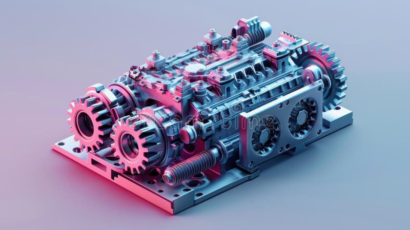 A Complex Mechanical Engine with Intricate Gears and Mechanisms ...