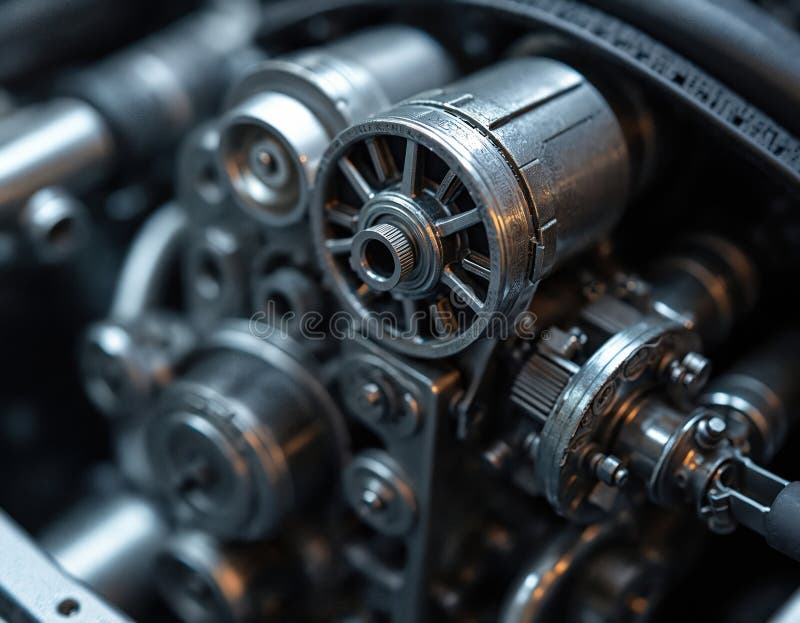 Complex Mechanical Engine System Displayed. Intricate Gearing ...