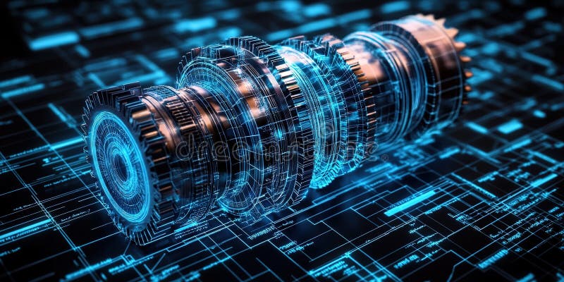Complex Mechanical Gears Rotating Against a Digital Interface ...