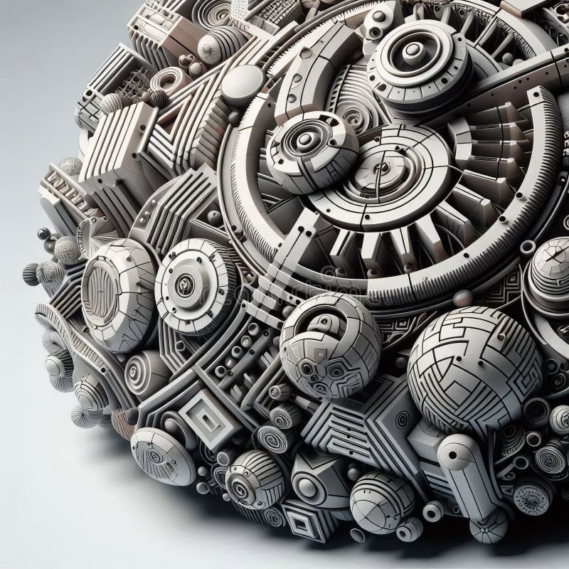 Complex Mechanical Sphere with Intricate Details Stock Illustration ...