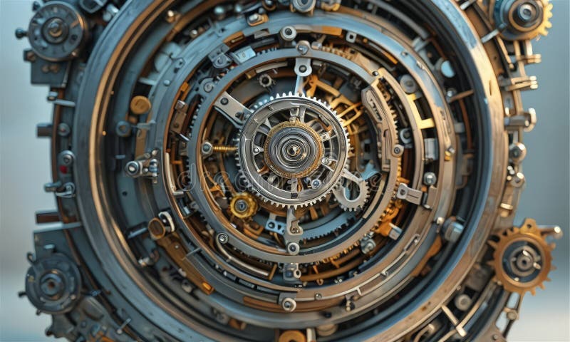 Complex Mechanical Structure, Featuring Central Gear with Circular ...