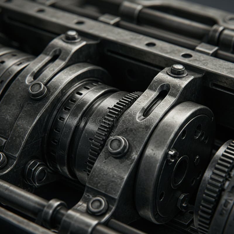 Complex Mechanical Structure Featuring Interconnected Gears, Bolts, and ...
