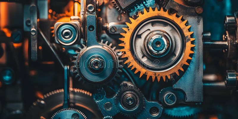 Complex Mechanical System with Gears and Components Stock Illustration ...