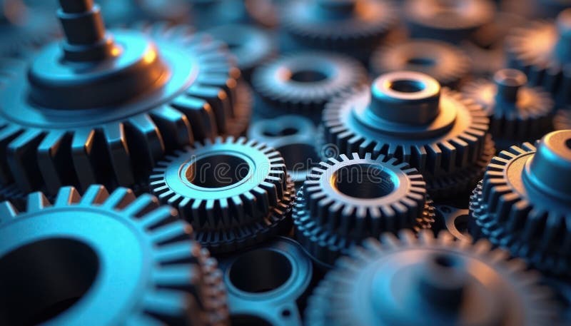 Complex Mechanism of Interlocking Gears Rotates with Intricate Design ...