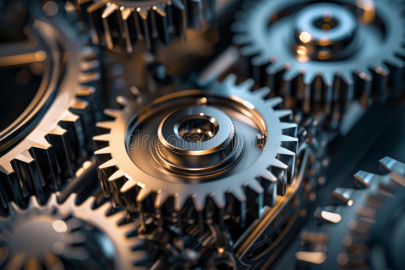 Complex Mechanism of Metal Cogwheels Interlocking and Rotating Stock ...