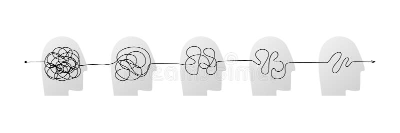 Complex Messy Connected Lines As Concept of Chaos Solving. Process of ...