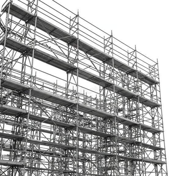 A Complex Metal Scaffolding Structure Rises Vertically, Composed of ...