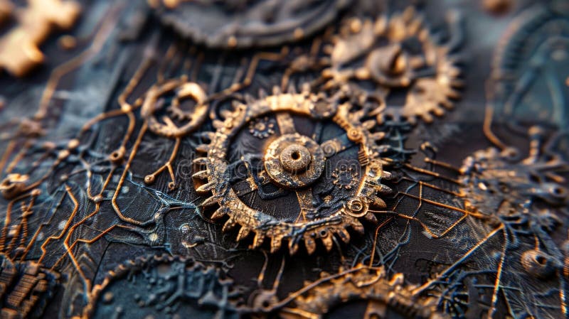 Complex Metallic Clockwork Gears Mechanism is Working on a Circuit ...