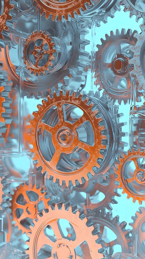 Complex Metallic Gears with a Futuristic Glow. Stock Illustration ...