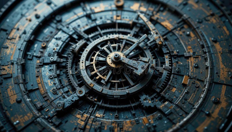 Complex Metallic Mechanism with Gears and Intricate Design Elements ...