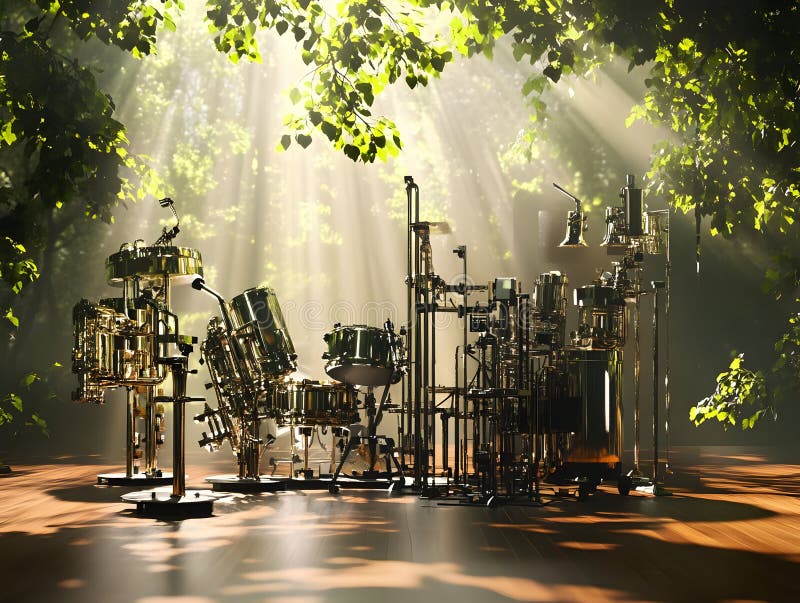 A Complex Metallic Structure Resembling a Musical Instrument in a ...