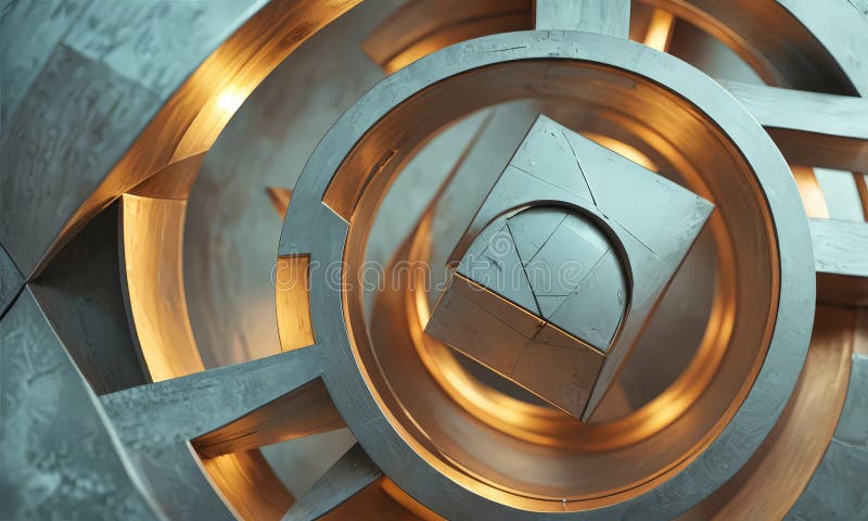 Complex Metallic Structure with Spiral Pattern Circles and Squares ...