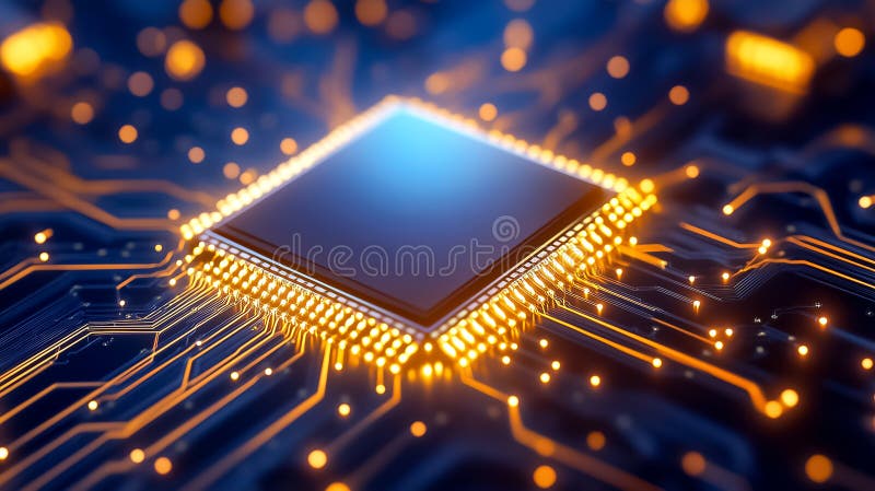 A Complex Microchip is Highlighted, Revealing Intricate Details and ...