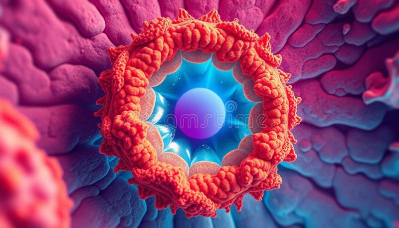 Complex Microscopic Cell Structure with Vibrant Colors for Scientific ...