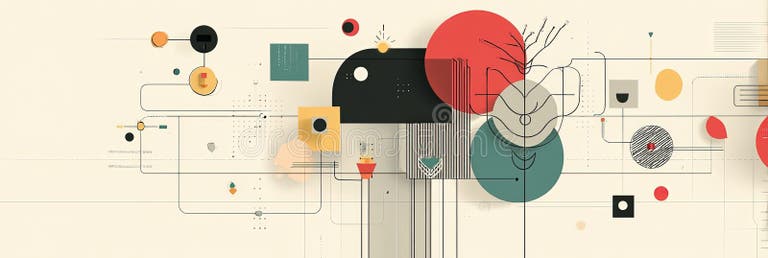 Complex Mind Map Connecting Abstract Geometric Shapes Stock ...